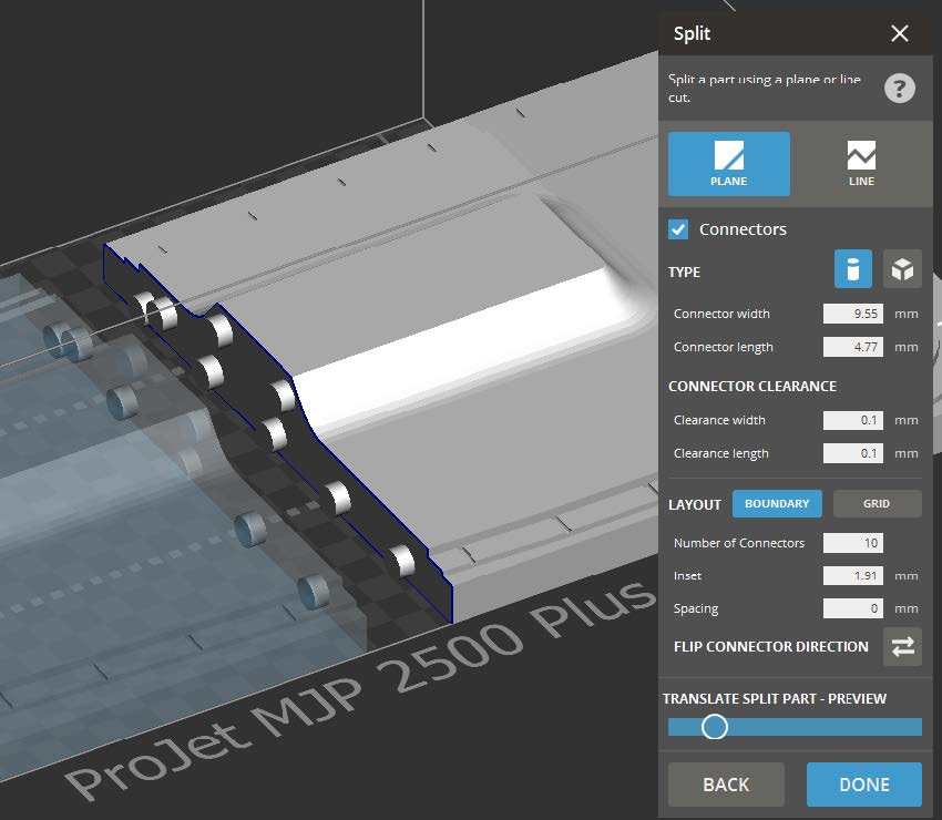 ProJet MJP 2500 Splitting Large Parts using 3D Sprint and Joining with Adhesives